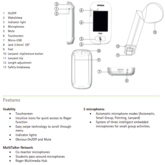 Phonak Roger Touchscreen Microphone Canadian Hearing Services